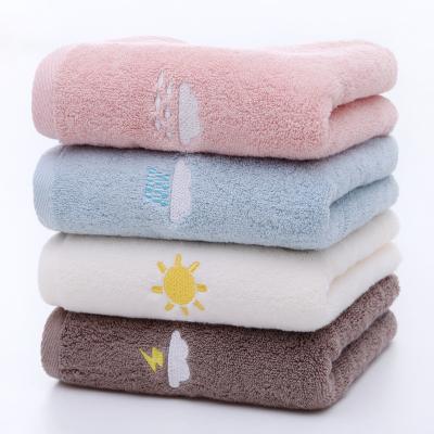 China All-aged Customized Size Embroidery Logo Cotton Towel For Men Women Soft Thickened Towels SOLID COLOR for sale
