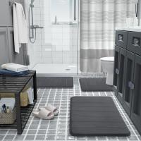 China Comfortable and Durable Rectangle Memory Foam Bath Mat Rug 3pcs Bathroom Floor Rugs for sale