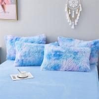 China Blue Tie Dye Gradient Luxury Shaggy Duvet Bedding Set with 133x72 Fabric Density for sale