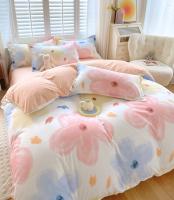 China 200TC Washed Cotton Luxury Printed Polyester Duvet Cover Bed Sheet Bedding Set for King for sale
