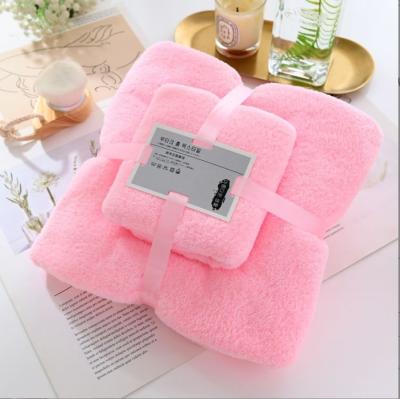 China Everyone Age Group Customized Logo Coral Fleece Towel Set 2 Piece Microfiber Towel for sale