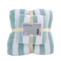 China Two-piece Absorbent Coral Fleece Bath Towel Set for in Pink Blue Green Purple or Brown for sale