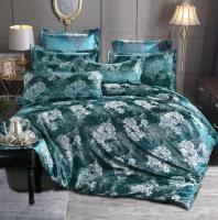 China European Style Embroidery Satin Bedding Set 3 Piece Duvet Cover Bed Sheet Pillow Case for sale