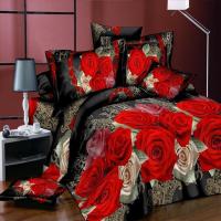 China Home Customized Color Microfiber Quilt Cover Bed Sheet Bedding Set with Digital Print for sale