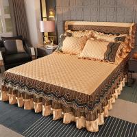 China Custom Printed Bed Sheets Embroidery Lace Bed Skirt for European and American Style for sale