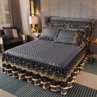 China Custom Printed Bed Sheets Embroidery Lace Bed Skirt for European and American Style for sale