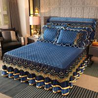 China Custom Printed Bed Sheets Embroidery Lace Bed Skirt for European and American Style for sale