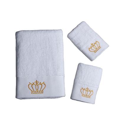 China Hotel and Household Pure Cotton Towels with Custom Logo in White Color Scheme for sale
