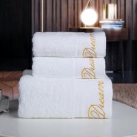 China Hotel and Household Pure Cotton Towels with Custom Logo in White Color Scheme for sale