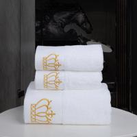 China Hotel and Household Pure Cotton Towels with Custom Logo in White Color Scheme for sale