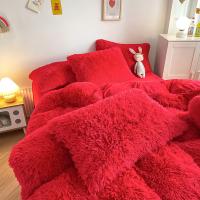 China Plain Dyed Modern Solid Color Mink Velvet Four-piece Set Winter Plush Warm Bedding Set for sale