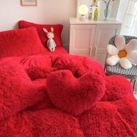 China Plain Dyed Modern Solid Color Mink Velvet Four-piece Set Winter Plush Warm Bedding Set for sale