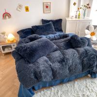 China Plain Dyed Modern Solid Color Mink Velvet Four-piece Set Winter Plush Warm Bedding Set for sale