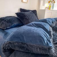 China Plain Dyed Modern Solid Color Mink Velvet Four-piece Set Winter Plush Warm Bedding Set for sale
