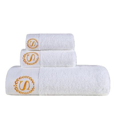 China Child-Proof White Hotel Towel Set with Pure Cotton Embroidered Personalization for sale
