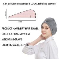 China Custom Design Pure Color Microfiber Coral Fleece Dry Hair Hat for Quick-drying Hair Towel for sale