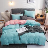 China Contrast Color 4 Pcs Microfiber Bedding Set Solid Green Duvet Cover for King Size Bed for sale