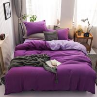 China Contrast Color 4 Pcs Microfiber Bedding Set Solid Green Duvet Cover for King Size Bed for sale