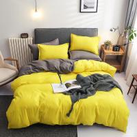 China Contrast Color 4 Pcs Microfiber Bedding Set Solid Green Duvet Cover for King Size Bed for sale