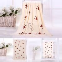 China Home/Hotel Coral Fleece Soft Towel Set Microfiber Bear Print Bath Towel Three-piece Set for sale
