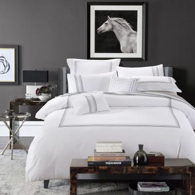 China 128x68 Fabric Density Embroidery White Comforter Sets Duvet Cover for Hotel Bedding for sale