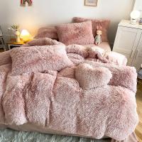 China Double Queen King Solid Color Thickened Warm Mink Velvet 4pcs Set for Autumn Winter for sale