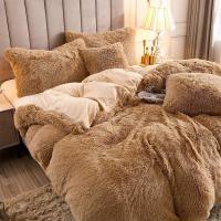 China Crystal Velvet Plush Fluffy Bedding Four-piece Set Comforter with 100% Polyester Fibre for sale