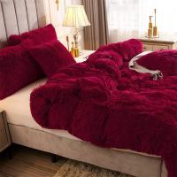China Crystal Velvet Plush Fluffy Bedding Four-piece Set Comforter with 100% Polyester Fibre for sale