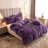 China Crystal Velvet Plush Fluffy Bedding Four-piece Set Comforter with 100% Polyester Fibre for sale