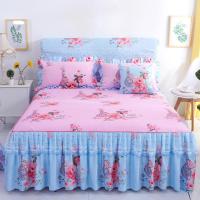 China Hotel Style Double Lace Bed Sheets with Bed Skirt Duvet Cover Waterproof Bedding Set for sale