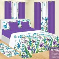 China Fashion Red Wedding Flower 13pcs Bedding Set with Customized Size and Matching Curtains for sale
