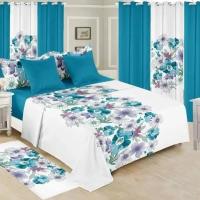 China Fashion Red Wedding Flower 13pcs Bedding Set with Customized Size and Matching Curtains for sale