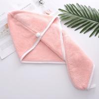 China Logo Customizable Hair Cap Absorbent and Multi-Color Coral Fleece for Women's Showers for sale