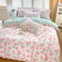 China Grade A 2024 Trend Thickened Brushed Washed Cotton Bedding Four-Piece Set Sheet Wholesaler for sale