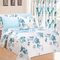 China Home 100% Polyester Yellow Floral Print Bedding Set with 2 Curtains 8 Pieces for sale