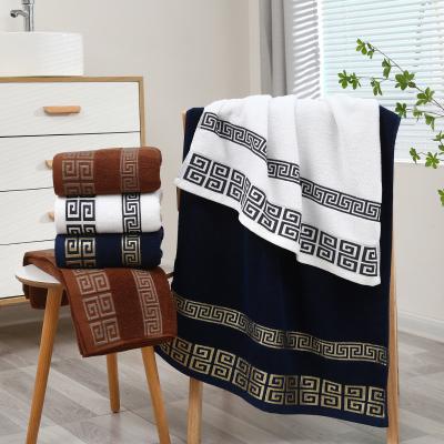 China End 100% Cotton Bath Towel Set Custom Logo Hotel Pool Travel Solid Color Perfect Gift for sale