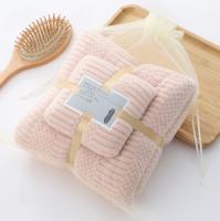 China Customer Logo Thick Absorbent Polyester Towel Bath Towel Sets with Auspicious Grid for sale
