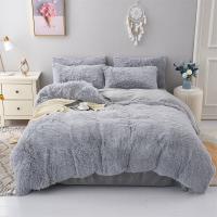 China 4 Piece Multi Color Bedding Sheet Set for Kids Girl's Room in Fur Velvet Fluffy Plush for sale