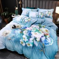 China 2023 Washed Silk Comfortable Beddinmg Set Diagonal Printing Bed Sheets luxury Bed Cover Flower for sale