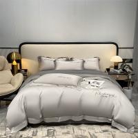 China Solid Color Light Luxury Washed Silk Embroidery 4 Pcs Bedding Set with Fitted Sheet for sale