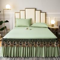 China 3 kg Luxury Cotton Silky Bedspread Queen Bed Skirt Bed Sheets Set with Pleats Skirt for sale