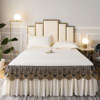 China 3 kg Luxury Cotton Silky Bedspread Queen Bed Skirt Bed Sheets Set with Pleats Skirt for sale