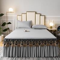 China 3 kg Luxury Cotton Silky Bedspread Queen Bed Skirt Bed Sheets Set with Pleats Skirt for sale