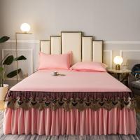 China 3 kg Luxury Cotton Silky Bedspread Queen Bed Skirt Bed Sheets Set with Pleats Skirt for sale