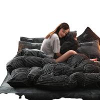 China Autumn and Winter Thickened Bedding Set Coral Velvet Quilt Cover Set with Pure Color for sale