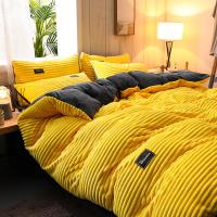 China Autumn and Winter Thickened Bedding Set Coral Velvet Quilt Cover Set with Pure Color for sale