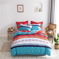 China Home Hotel Bohemian Double Duvet Cover Set Blue with Brown Boho Quilt Bedding Set for sale