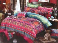 China Home Hotel Bohemian Double Duvet Cover Set Blue with Brown Boho Quilt Bedding Set for sale