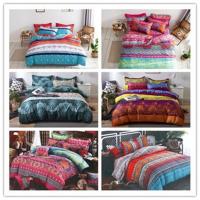 China Home Hotel Bohemian Double Duvet Cover Set Blue with Brown Boho Quilt Bedding Set for sale