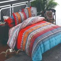 China Home Hotel Bohemian Double Duvet Cover Set Blue with Brown Boho Quilt Bedding Set for sale